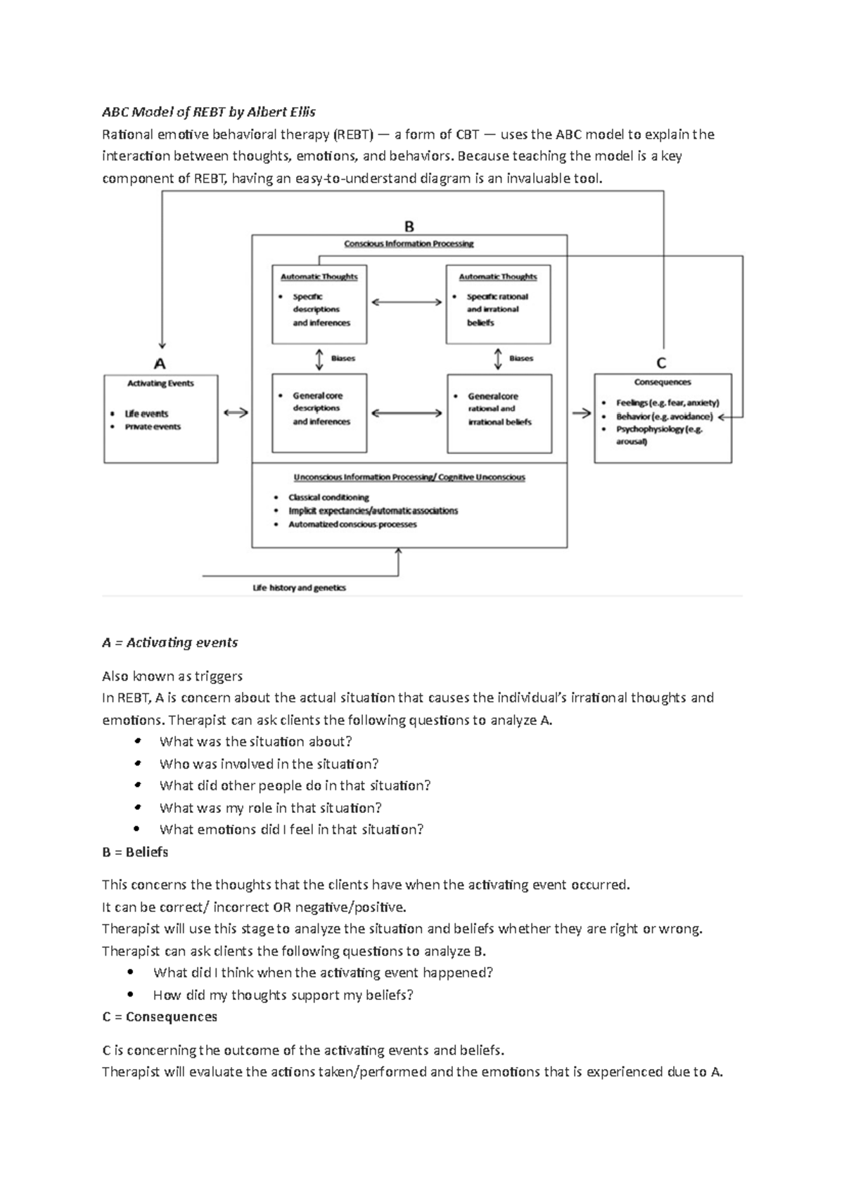 The ABC Model - General Psychology - Studocu
