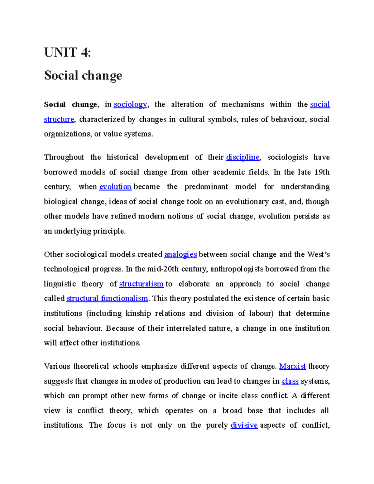 UNIT 4 Social change - Effective for your self study - UNIT 4: Social ...