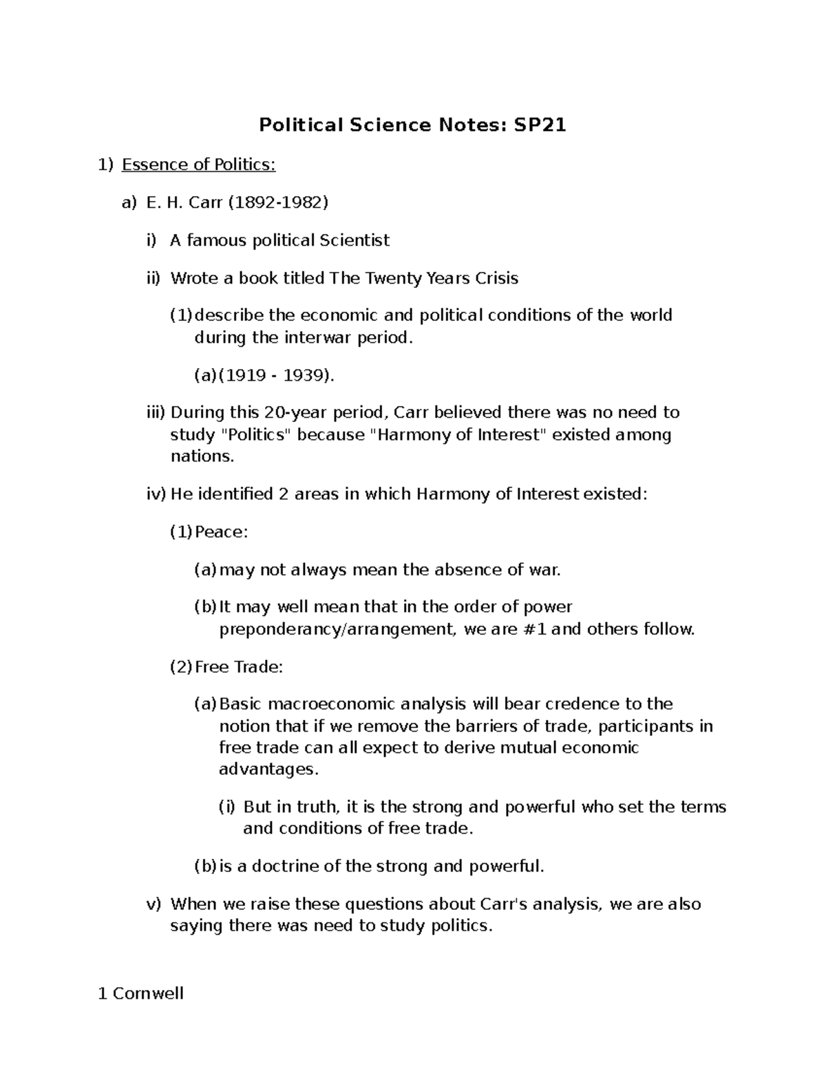 Polisci Final Notes - Political Science Notes: SP Essence of Politics ...