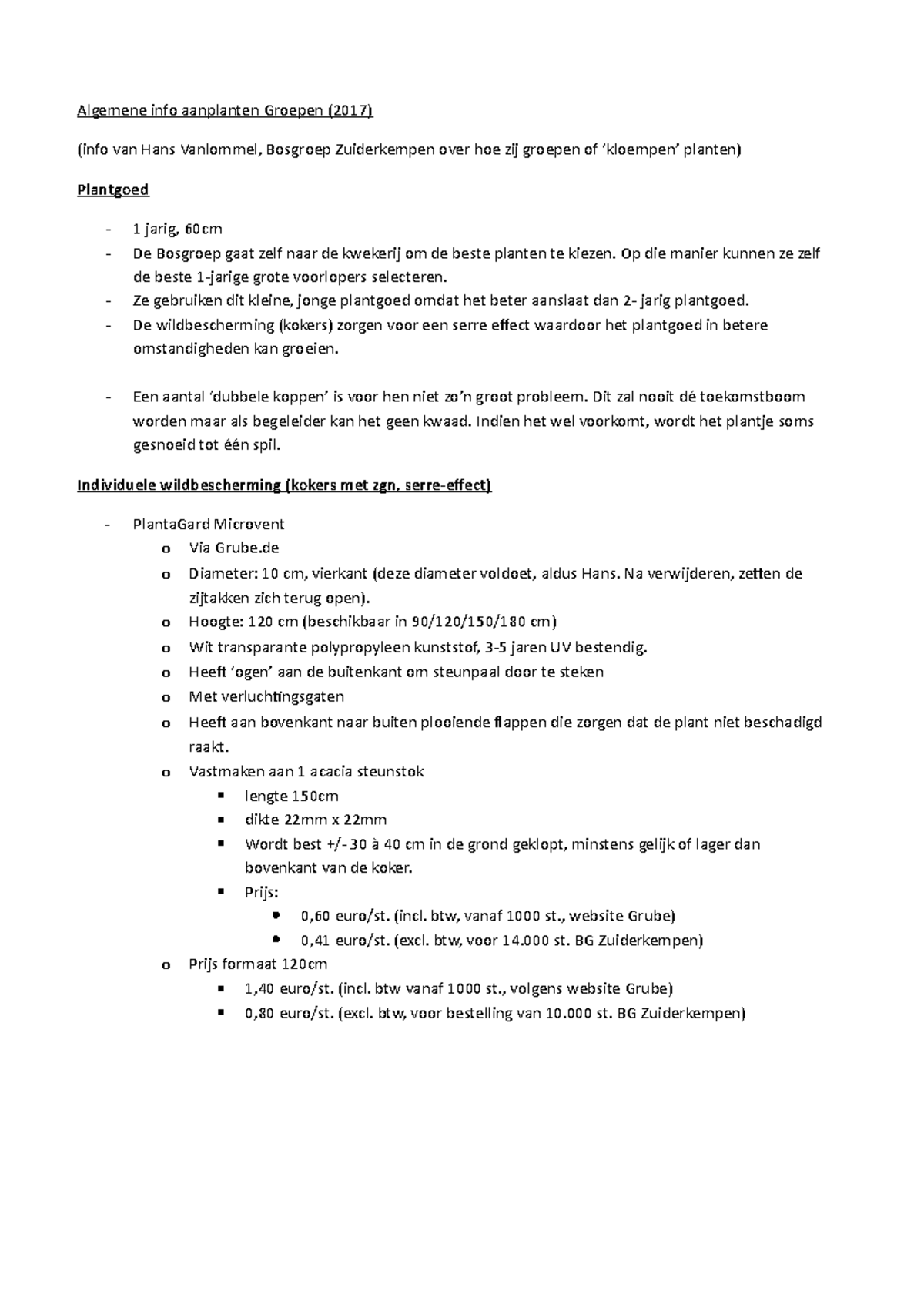 Algemene info aanplanten Groepen (QD methode) - Algemene info ...