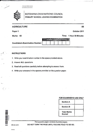 JC Setswana Revision Papers - KAROLO YA NTLHA (Matshwao: 20) Bala palo e e latelang o bo o araba ...