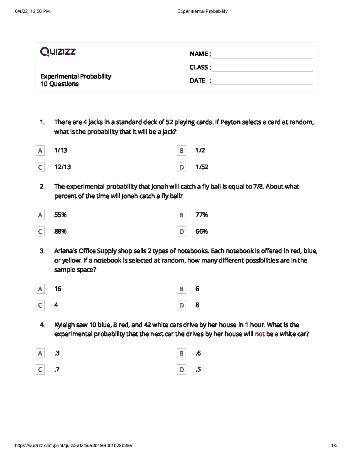 Experimental Probability - 6/4/22, 12:56 PM Experimental Probability ...