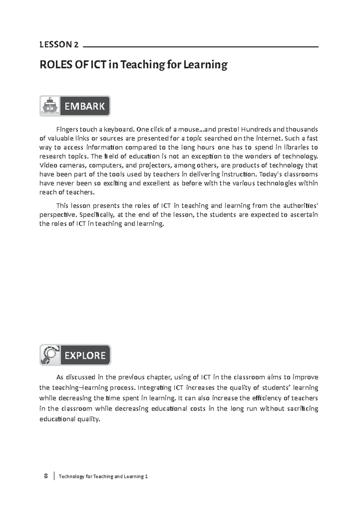Roles of ICT in Teaching for Learning - 8 Technology for Teaching and ...