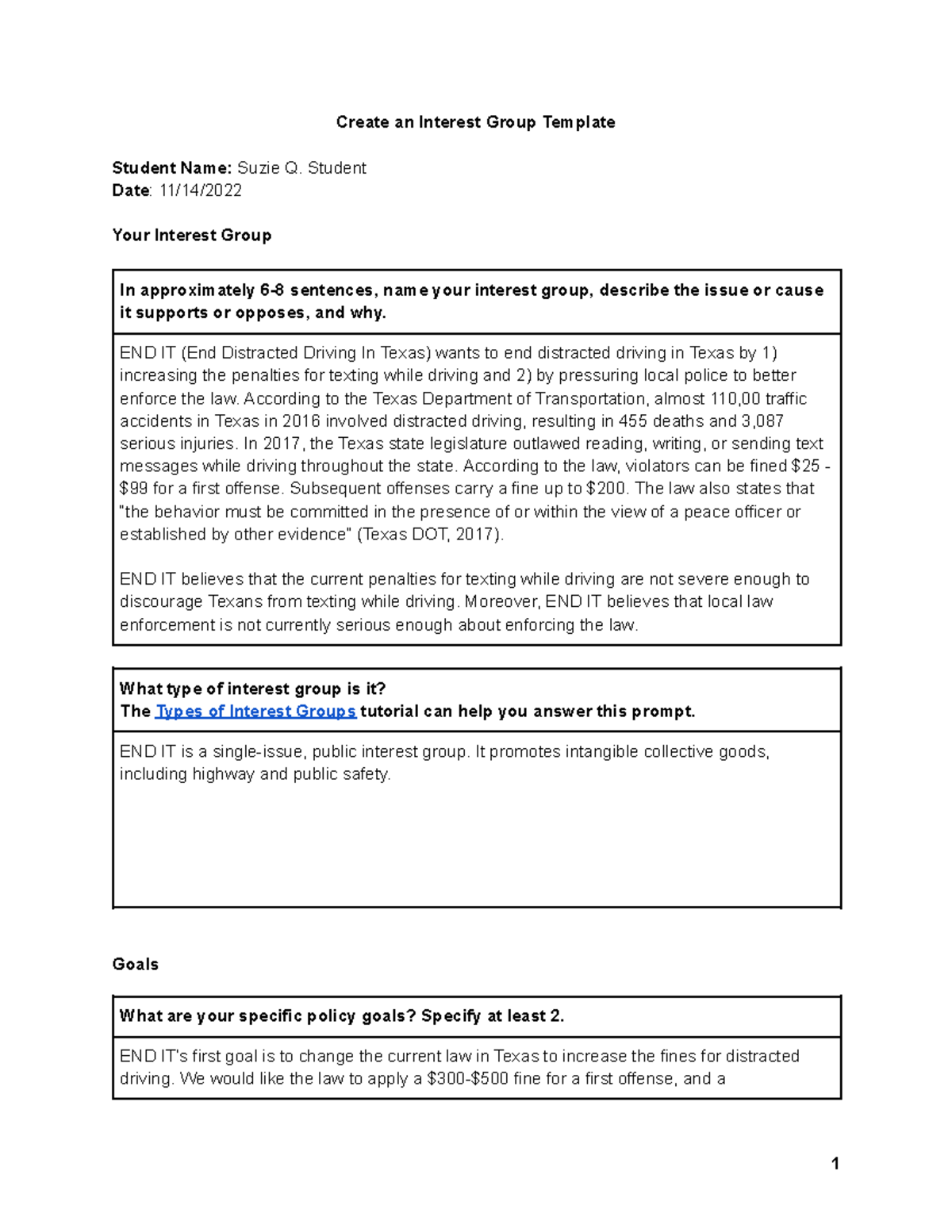 Example Create an Interest Group Submission - Create an Interest Group ...