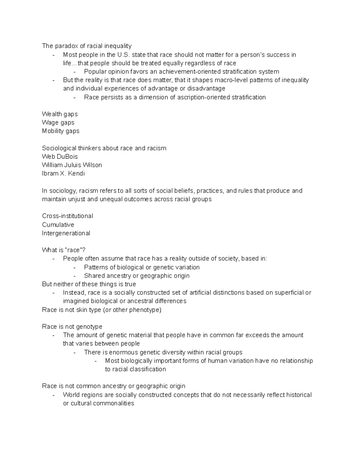 Week 9 Institutional Racism - The paradox of racial inequality - Most ...