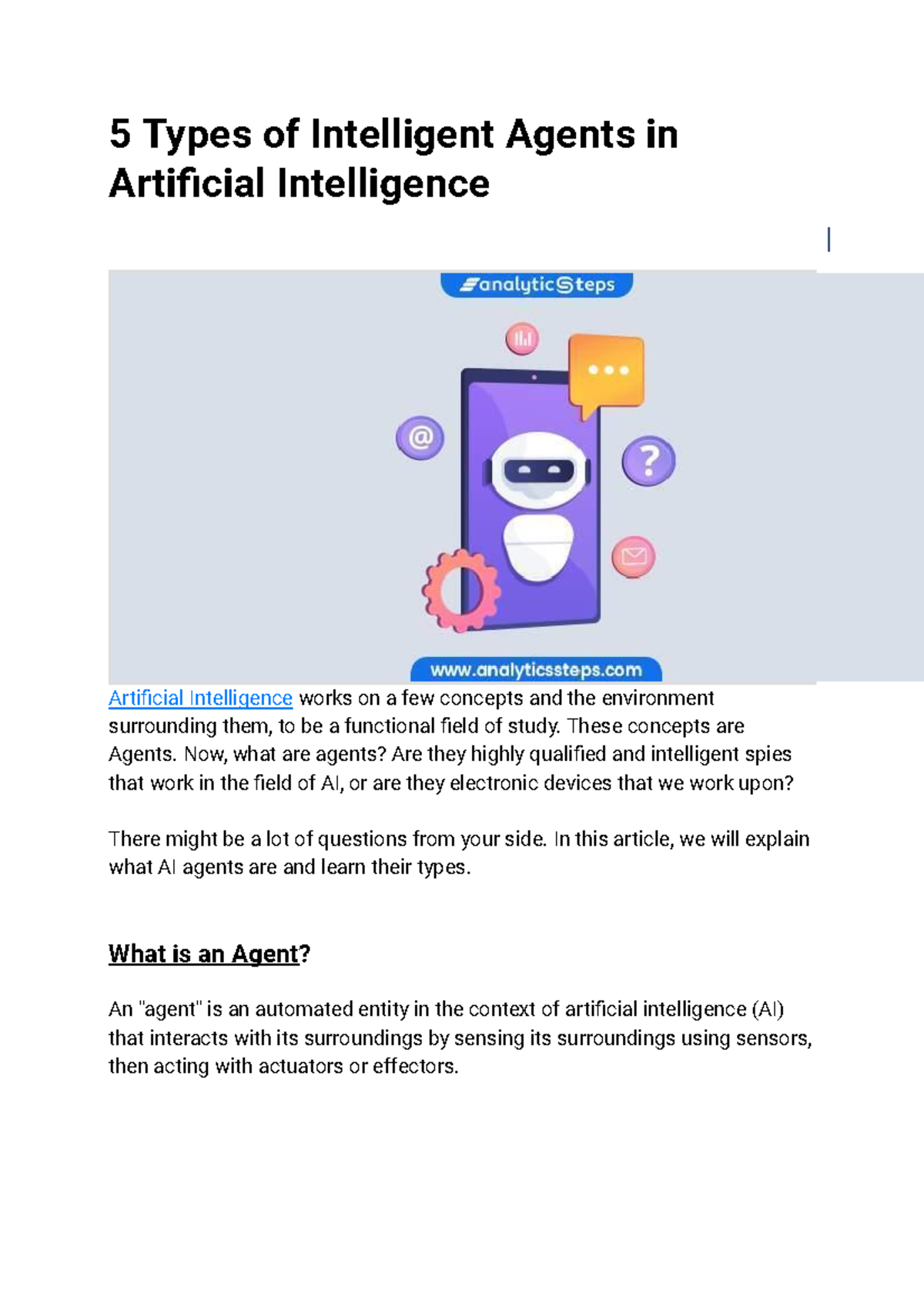 5 Types of Intelligent Agents in Artificial Intelligence - 5 Types of ...