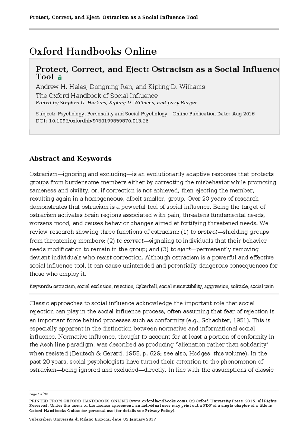 11 Hales, Ren, Williams Protect, Correct, and Eject Ostracism as a ...