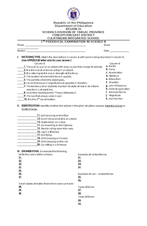 1ST Quarter Examination Grade 8 English - Republic of the Philippines ...