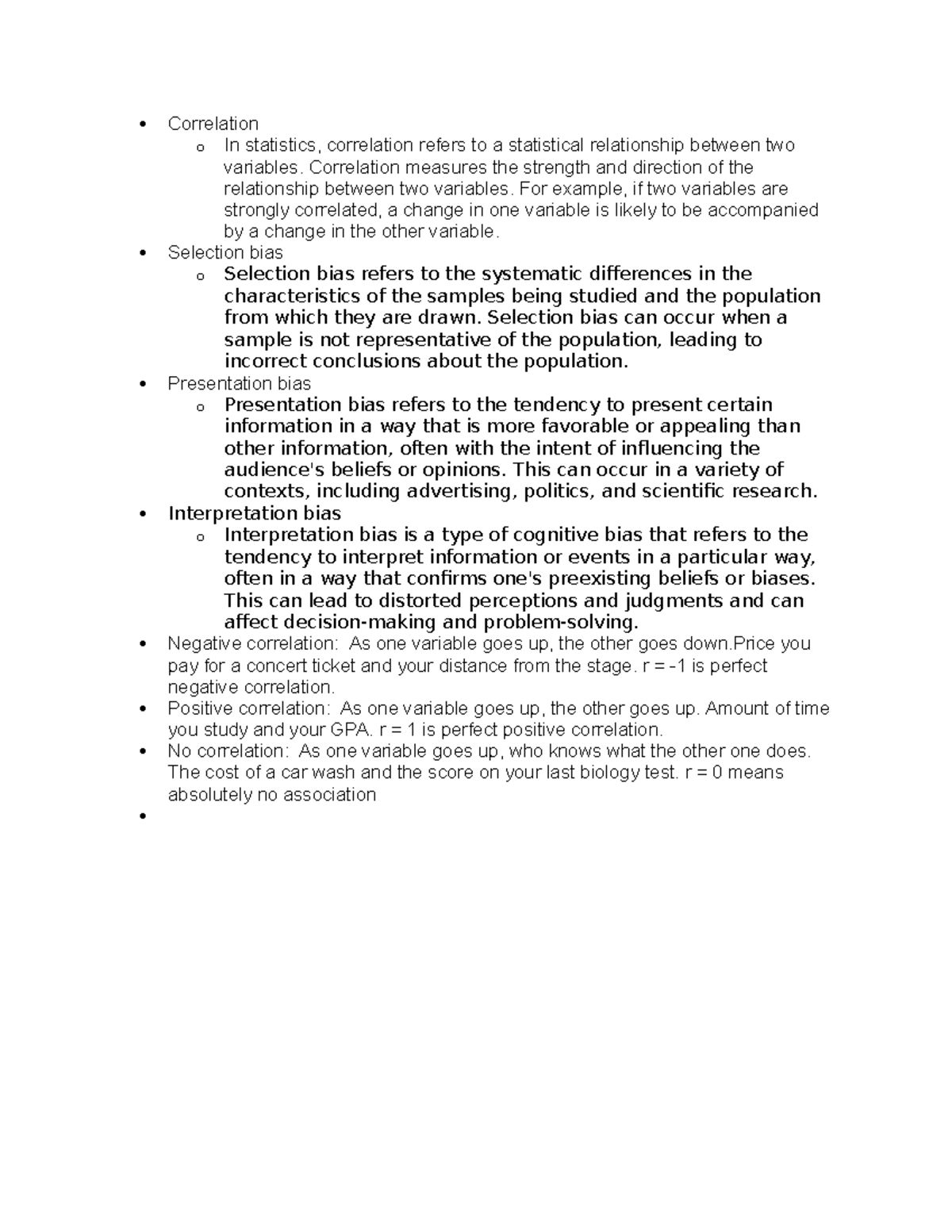 Correlation notes - Correlation o In statistics, correlation refers to ...
