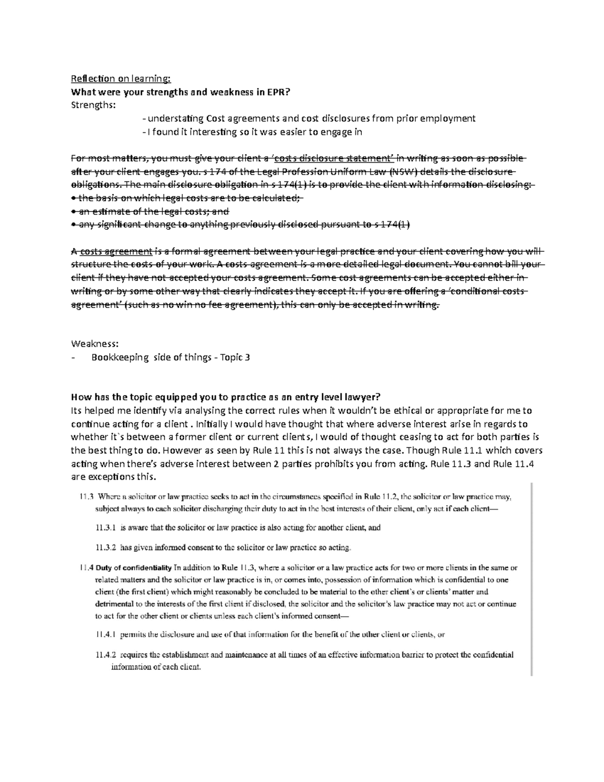 OA Notes - Reflection on learning: What were your strengths and ...