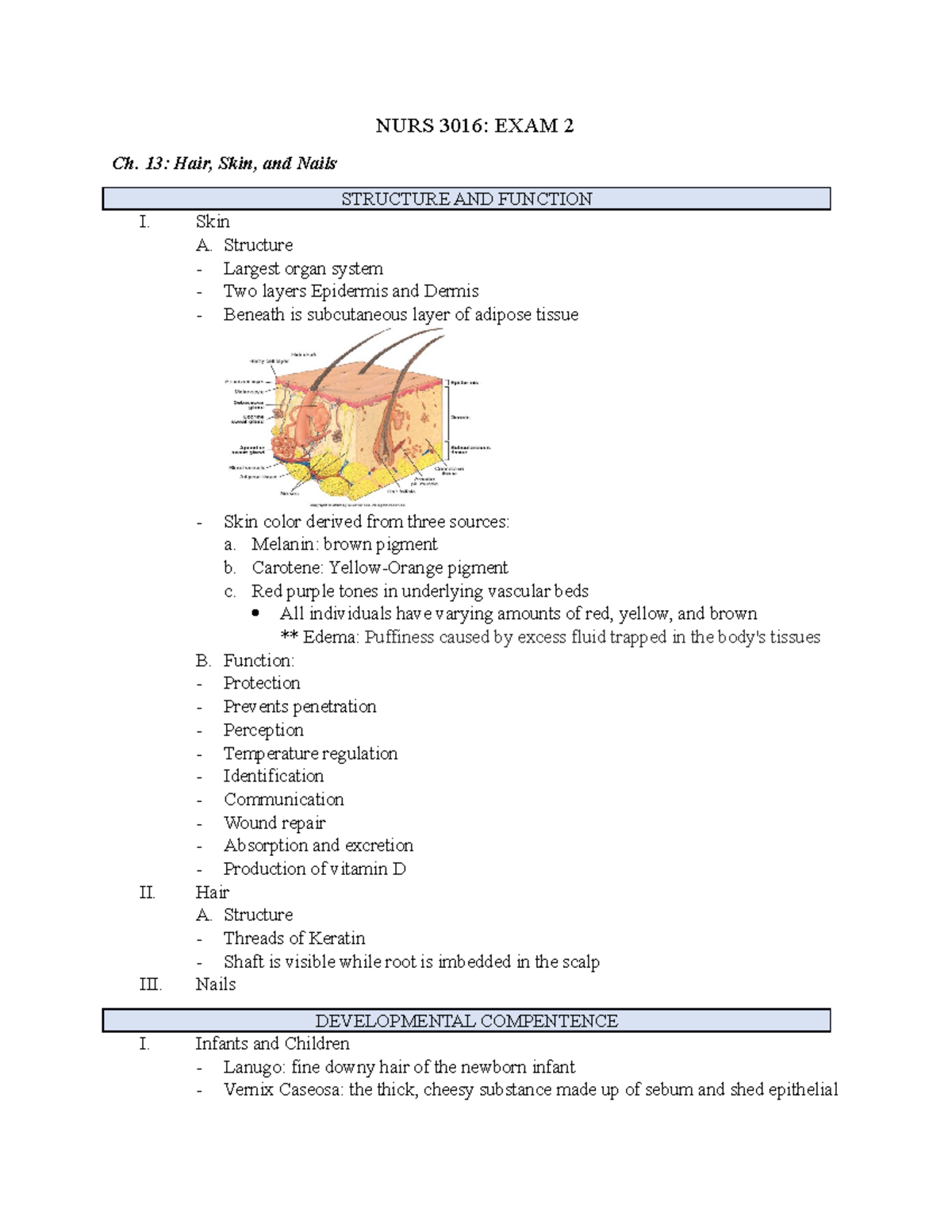 NURS 3016 HAIR SKIN AND NAILS - NURS 3016: EXAM 2 Ch. 13: Hair, Skin ...