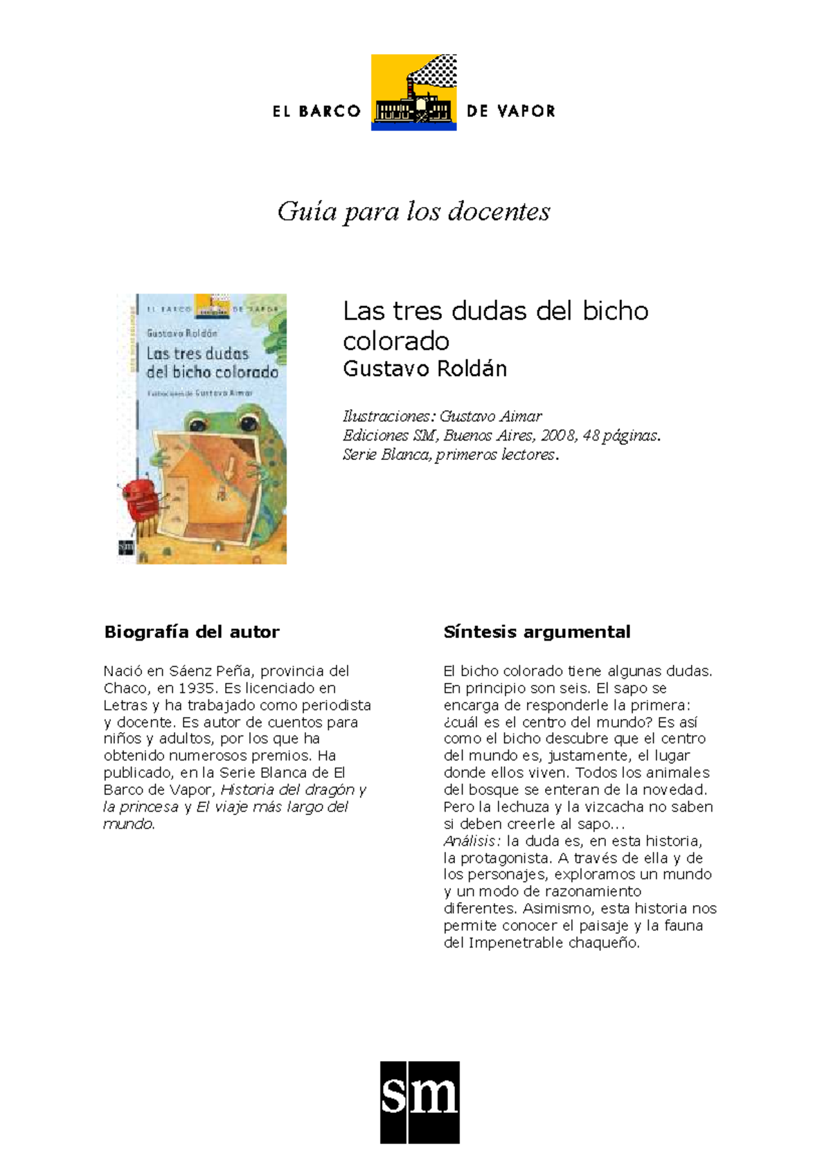 Las tres dudas del bicho colorado GUIA - Guía para los docentes Las ...