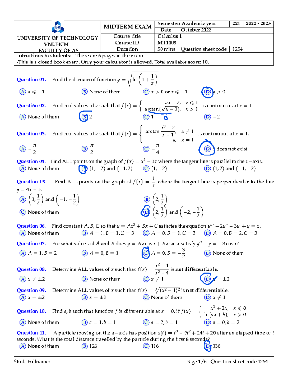 De thi Library cal1 - Calculus 1 - UNIVERSITY OF TECHNOLOGY VNUHCM ...