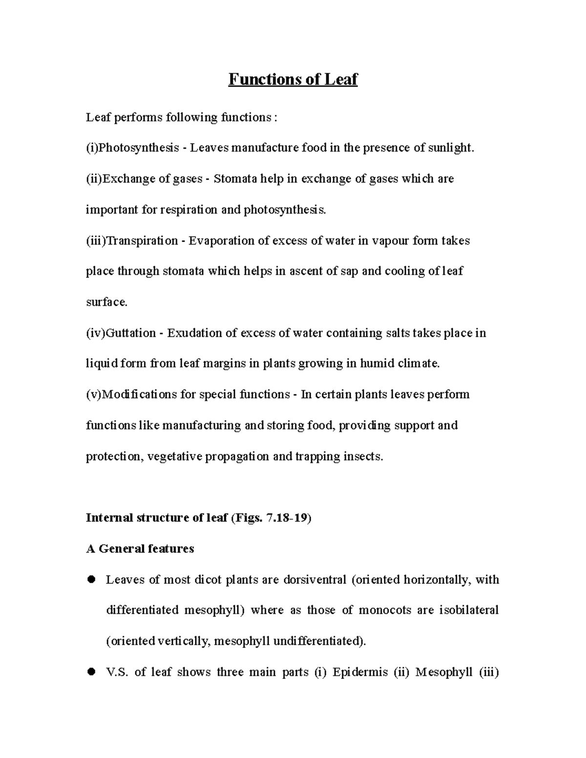Functions of Leaf - All leaves change sunlight into energy through ...