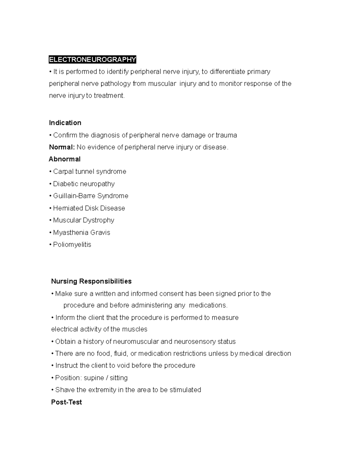 Electroneurography - notes - ELECTRONEUROGRAPHY It is performed to ...