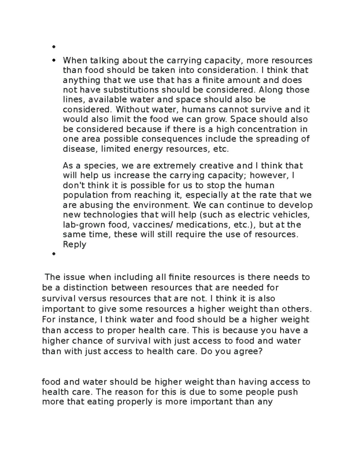 Carrying - When talking about the carrying capacity, more resources ...