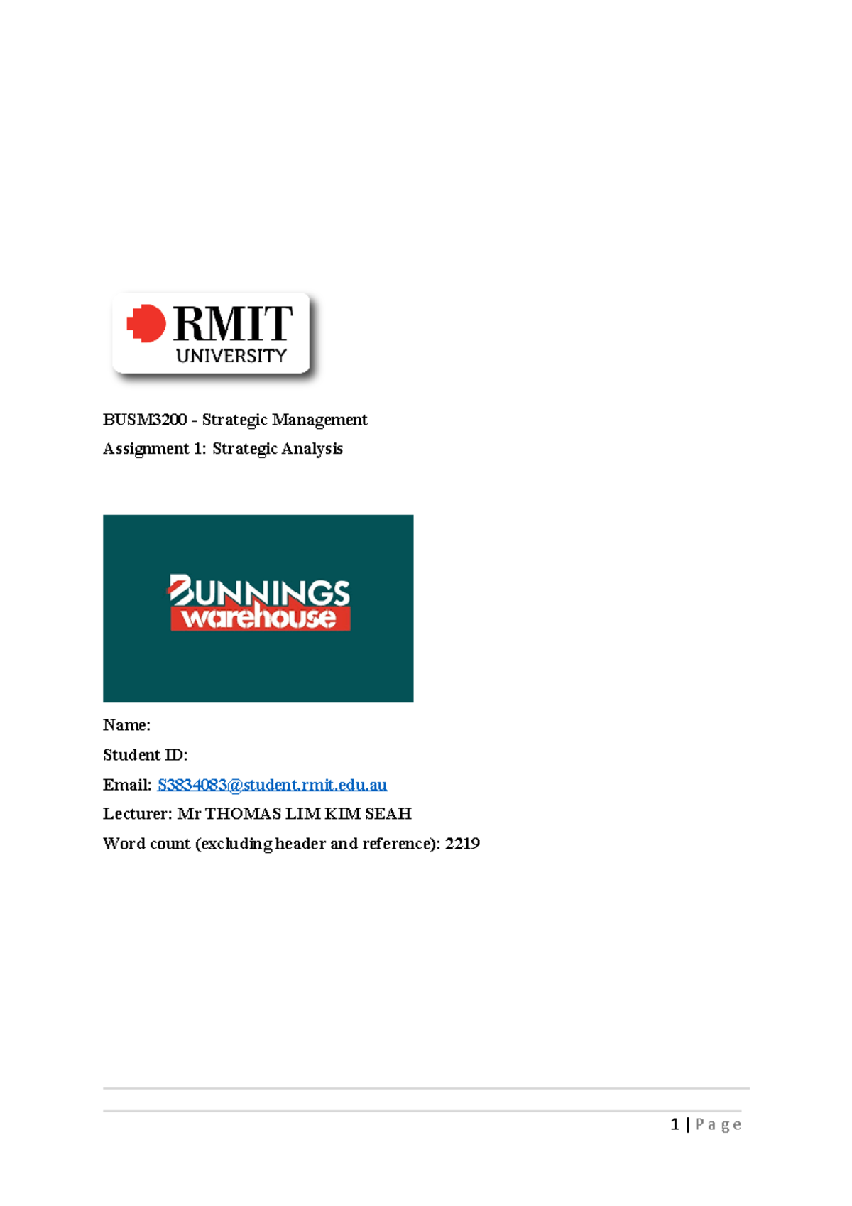 SM Assignment 1 - BUSM3200 - Strategic Management Assignment 1 ...
