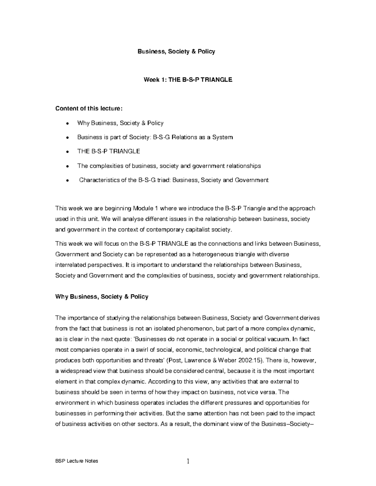 Week 1 lecture notes - 200158 - UWS - Studocu