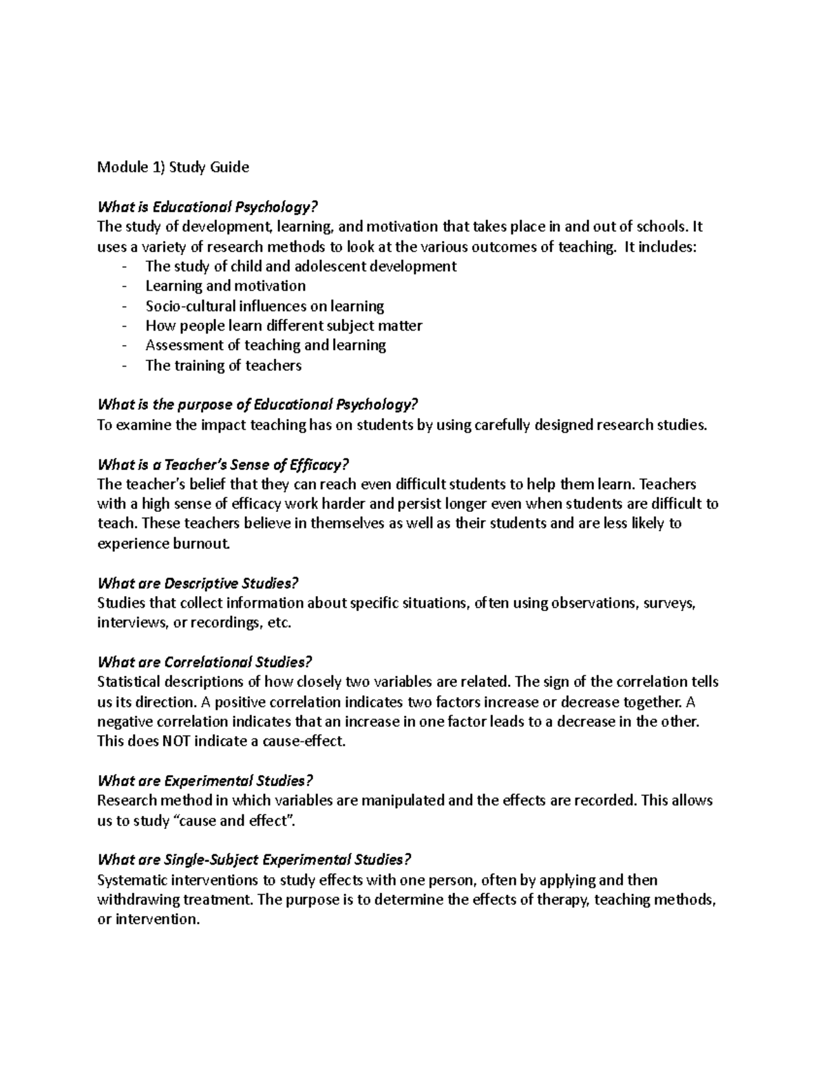 Module 1- Practice Guide Final - Module 1) Study Guide What is ...