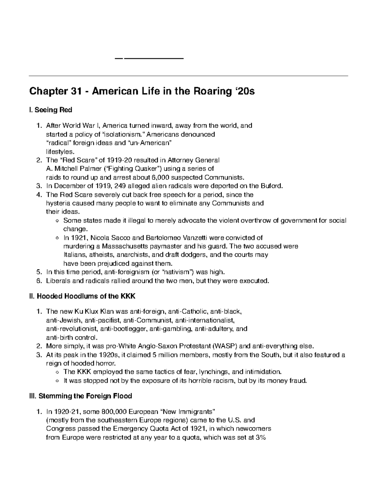 Chapter 31 - American Life in the Roaring ‘20s - Seeing Red After World ...