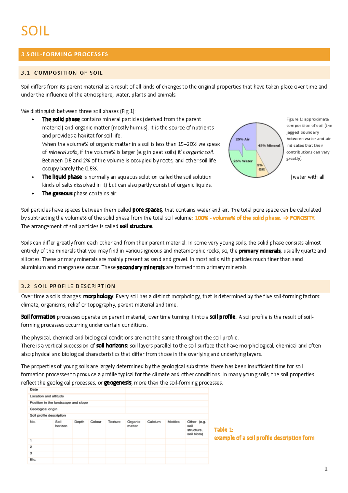 Soil summary 3-4 - SOIL 3 SOIL-FORMING PROCESSES 3 COMPOSITION OF SOIL ...