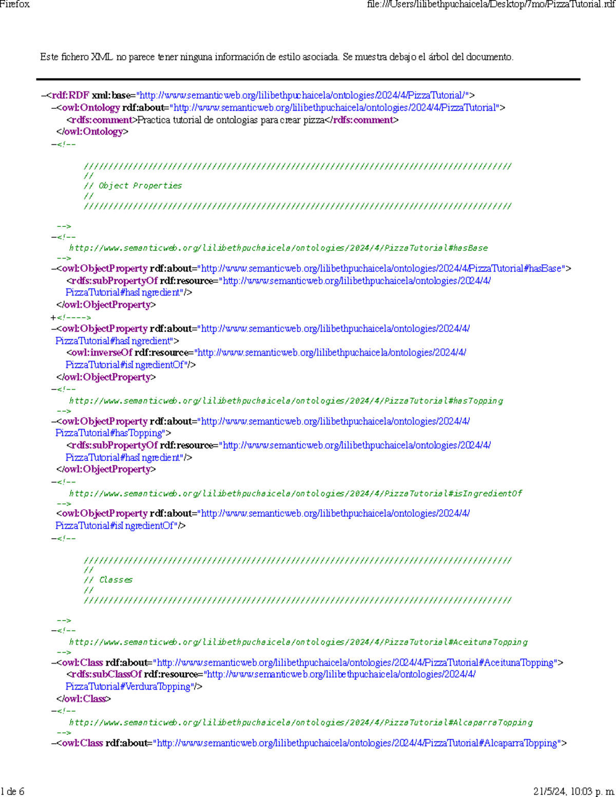 Pizza Tutorial - Este fichero XML no parece tener ninguna información de estilo asociada. Se ...