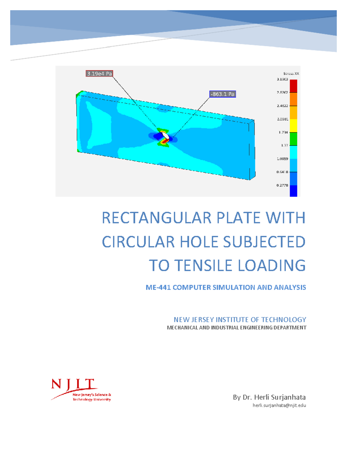 Rectangular Plate with Circular Hole Tensile Loading Simulation - Studocu