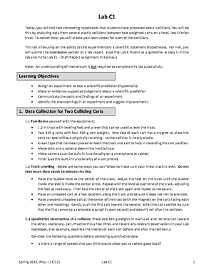 Lab D1 - Handout - v6-3 - Lab D Spring 2022, Phys 117/121 Lab D1 1 Today, you will design an ...
