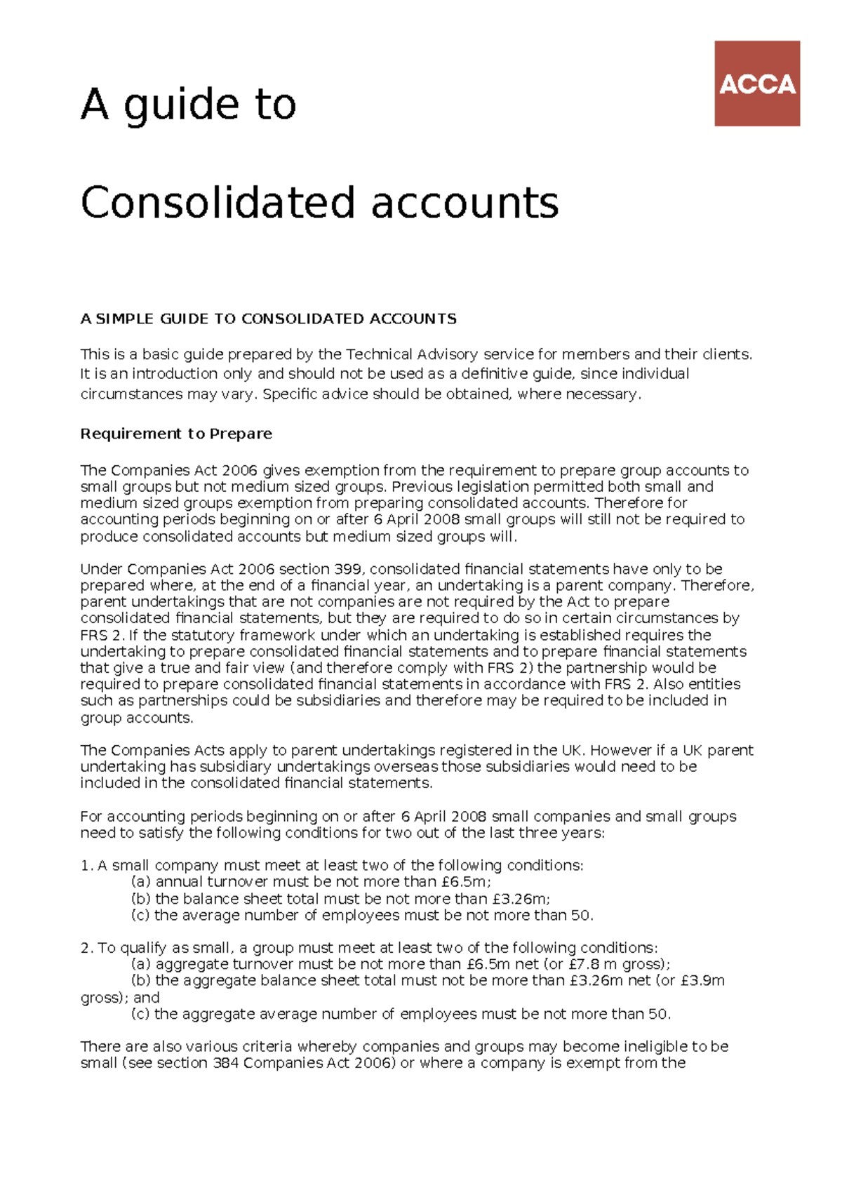 Consolidated-accounts 1 - A guide to Consolidated accounts A SIMPLE ...