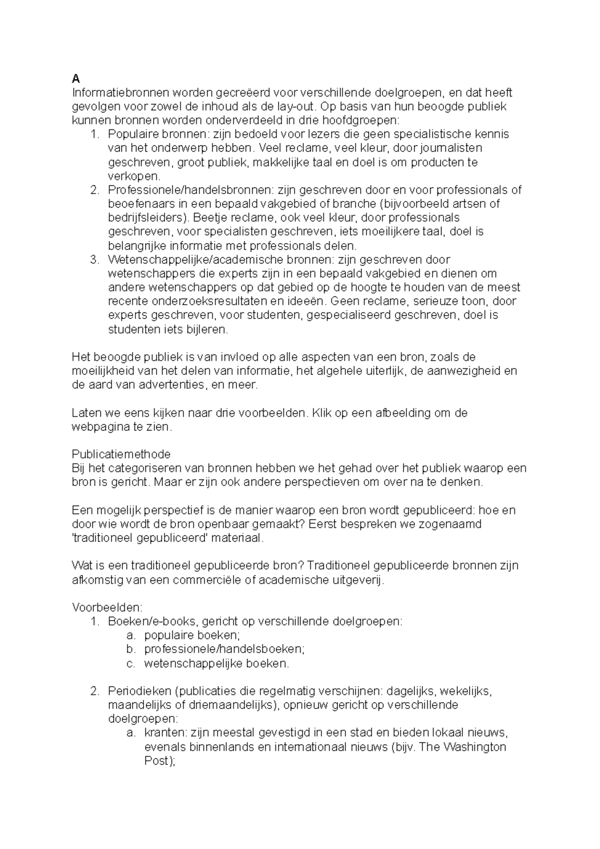 Infoskills informatie - A Informatiebronnen worden gecreëerd voor ...