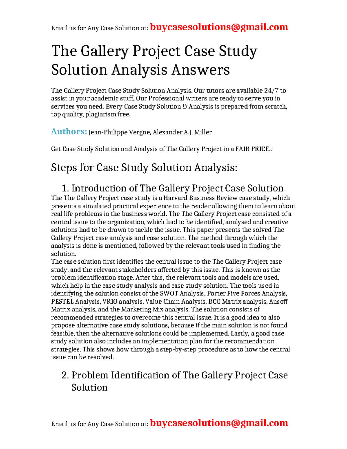 The Gallery Project Case Study Solution Analysis - Our tutors are ...