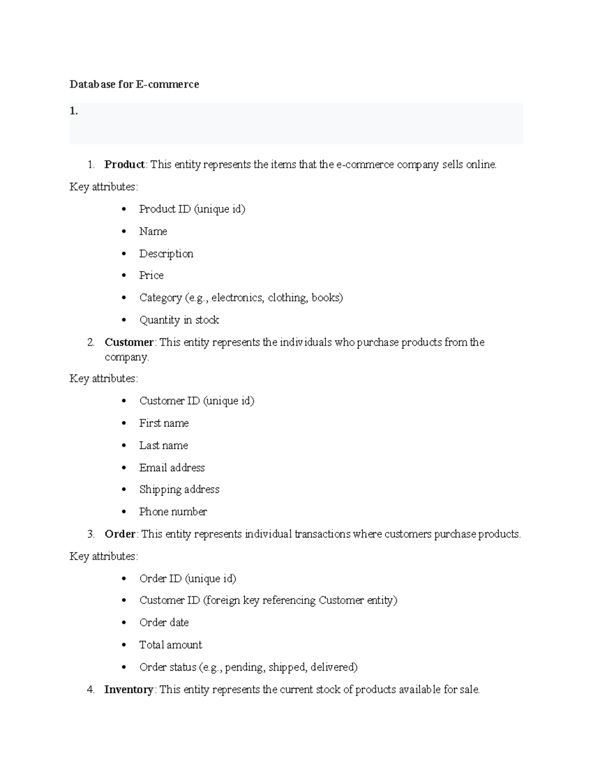 Database - boom - Database for E-commerce 1. 1. Product: This entity ...