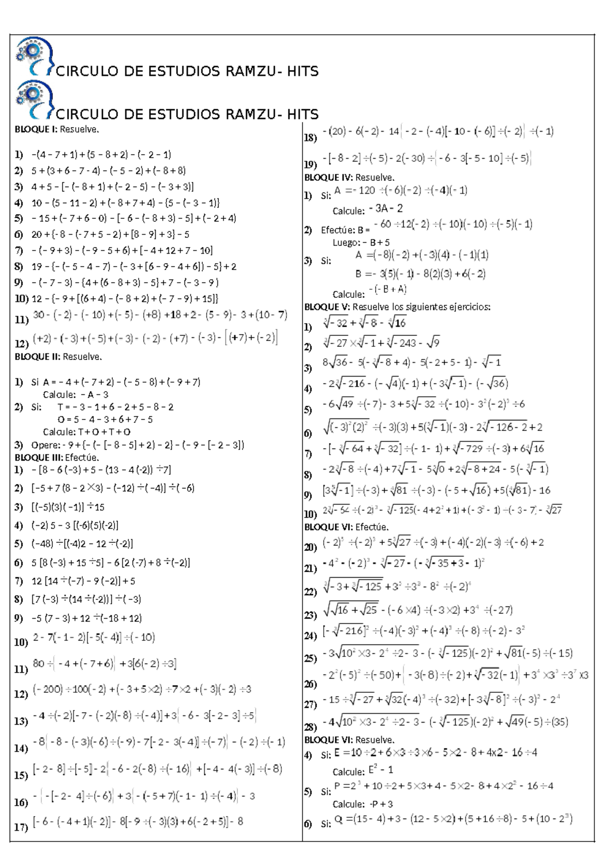 Aritmetica - CIRCULO DE ESTUDIOS RAMZU- HITS CIRCULO DE ESTUDIOS RAMZU ...