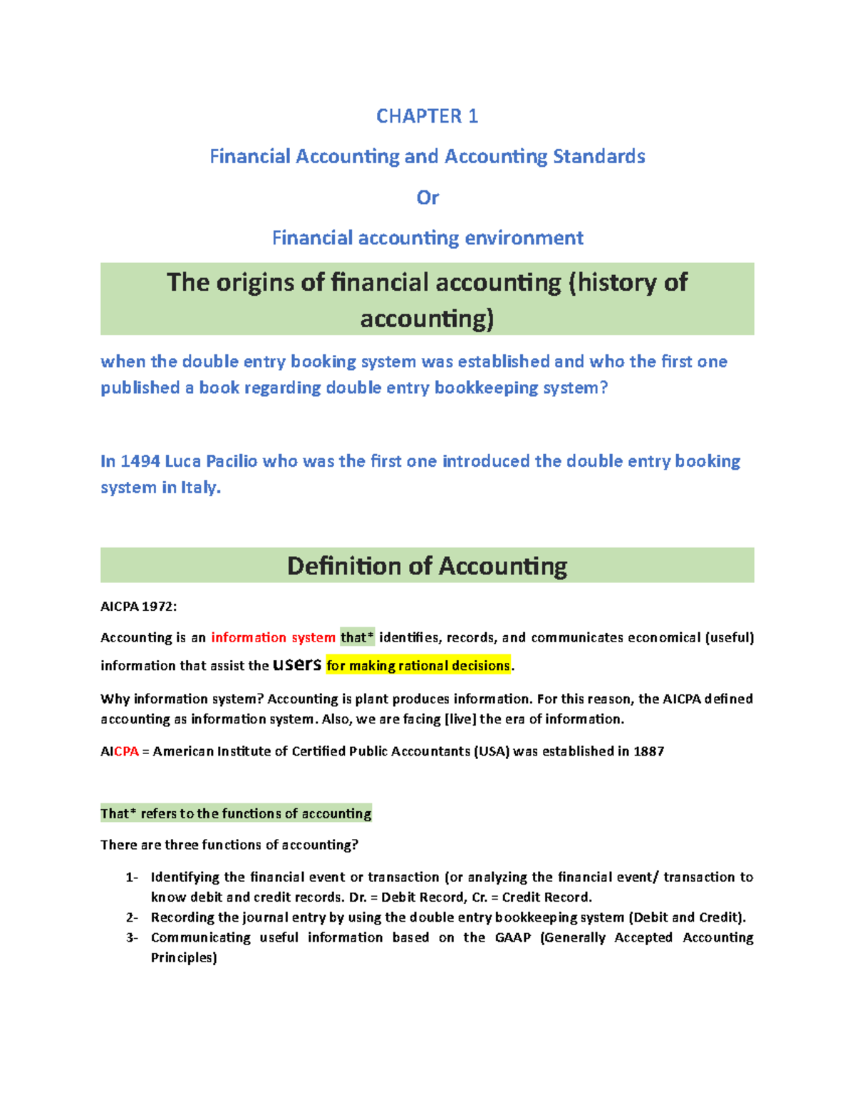 Ch 1 Summary 2cdc88a00cc53a5f1e9bf8c103165209 - CHAPTER 1 Financial ...