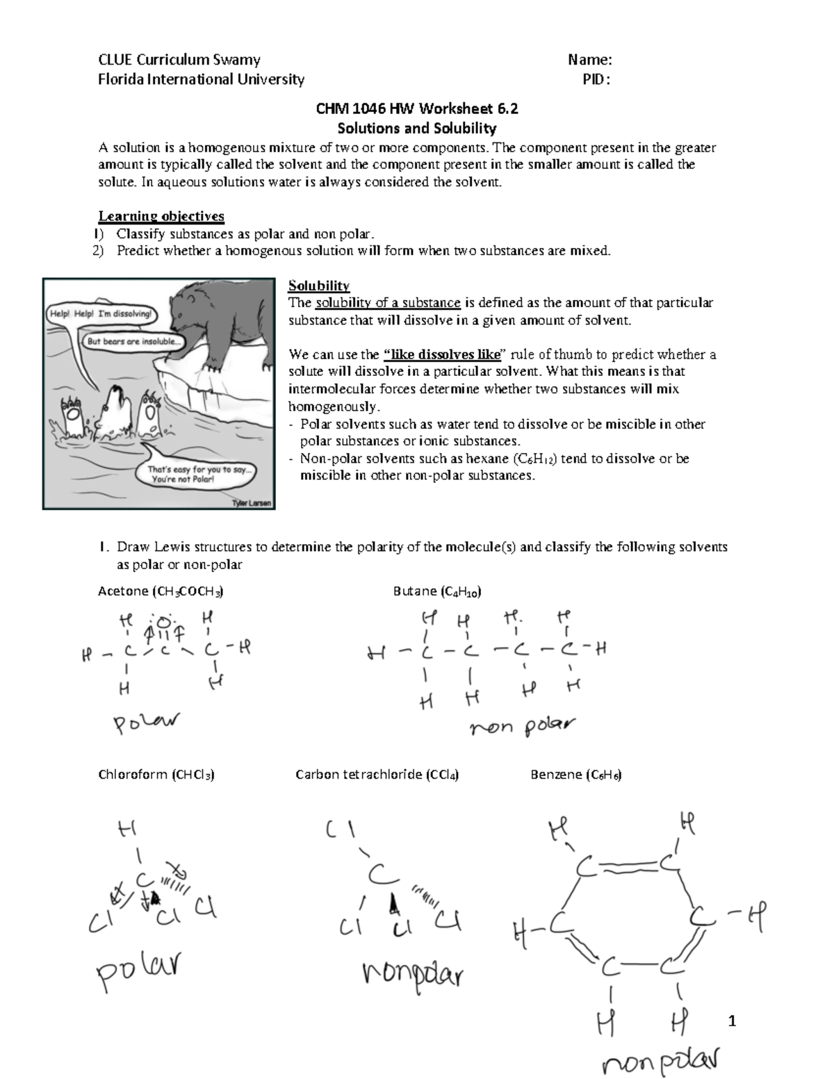 Worksheet 6.2 Chemistry - Florida International University PID: CHM ...