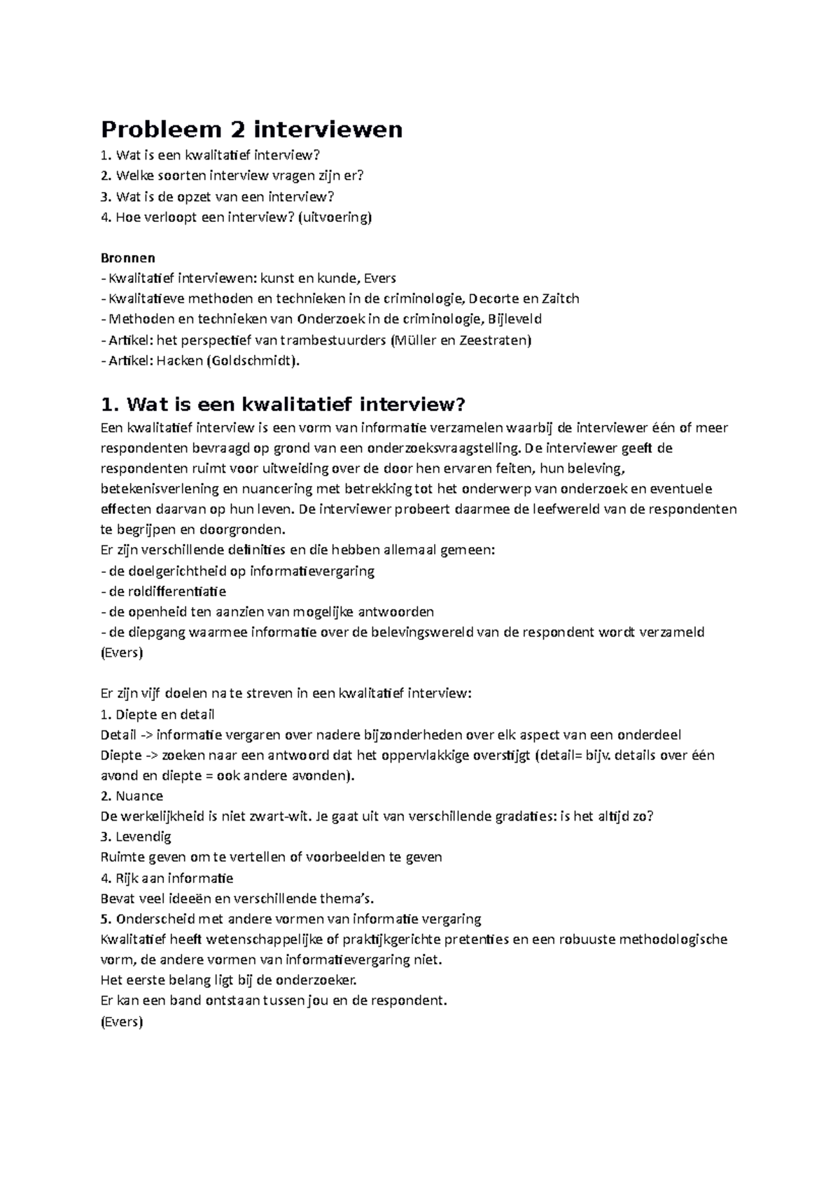 Probleem 2 interviewen - Probleem 2 interviewen 1. Wat is een ...