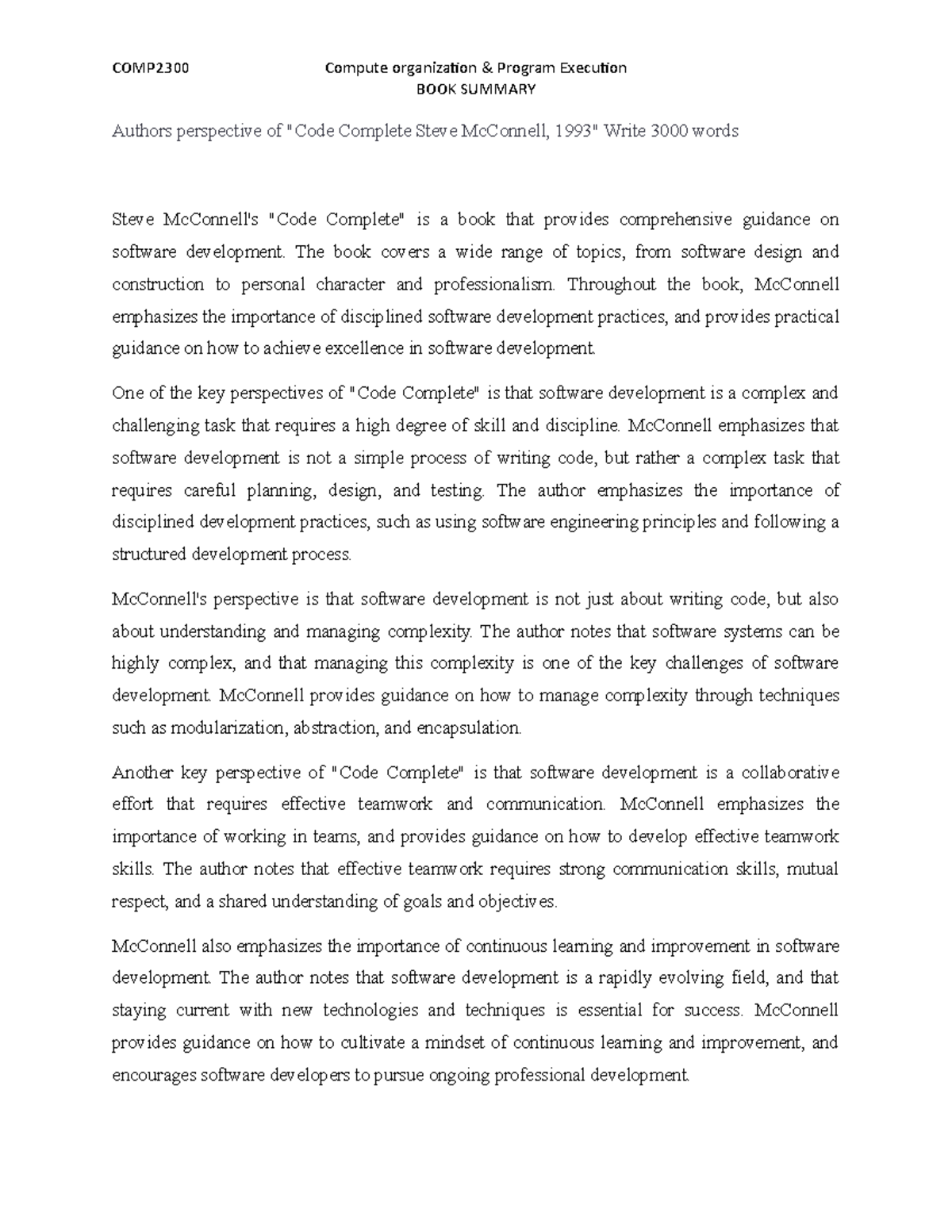 Authors perspective of Code Complete Steve Mc Connell, 1993 - BOOK ...