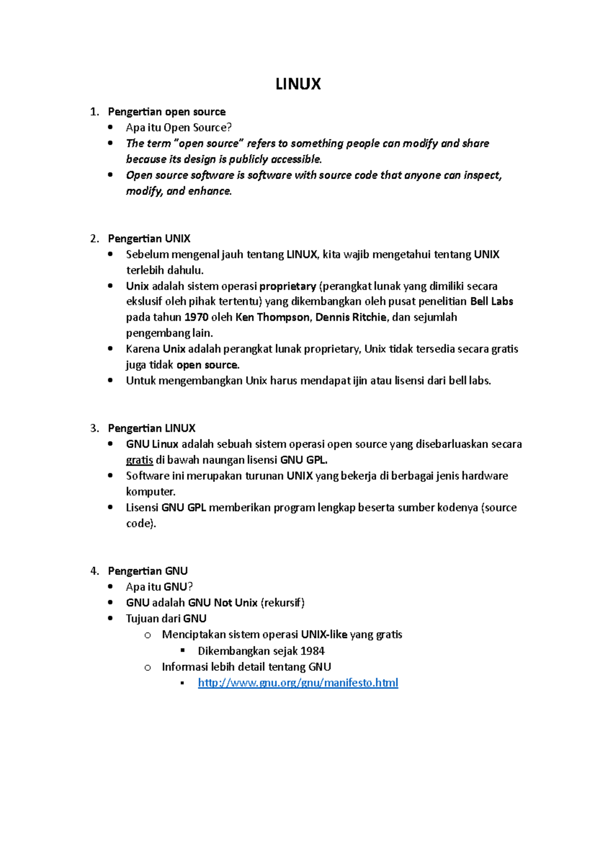 Linux - LINUX Pengertian open source Apa itu Open Source? The term "open source" - Studocu
