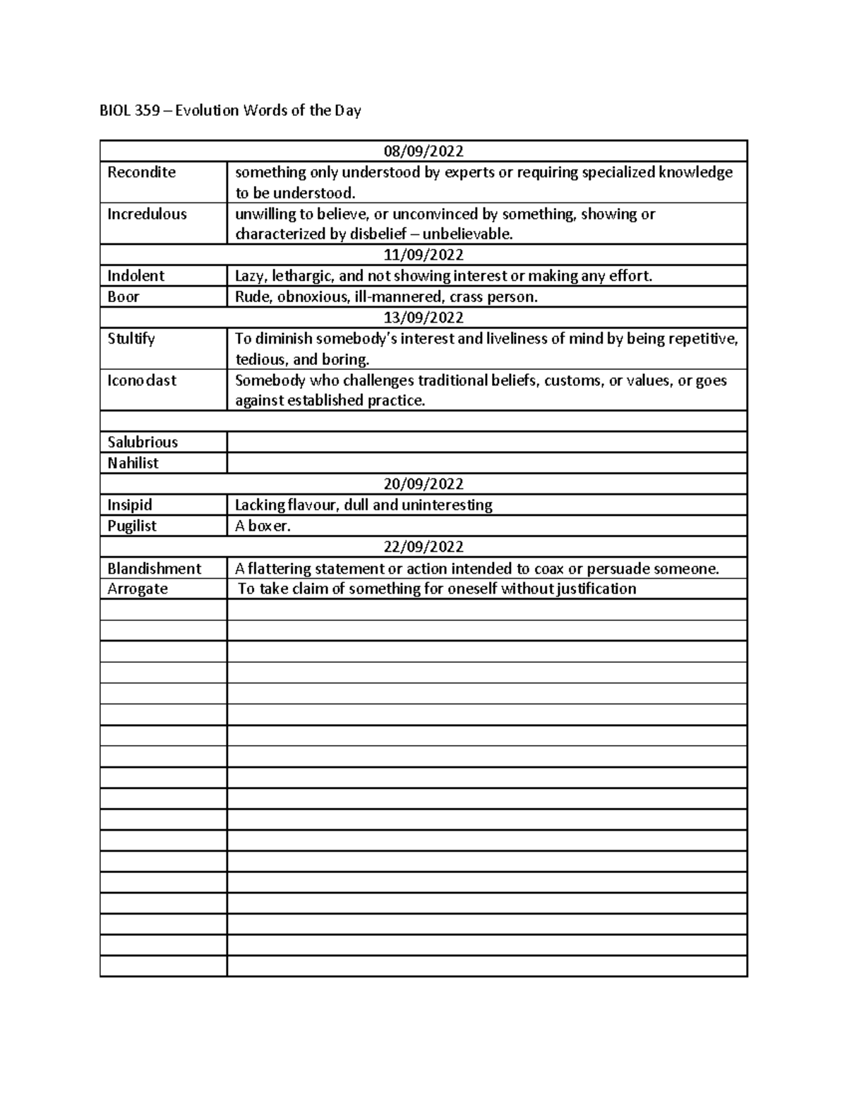 BIOL 359 - Words Upload - BIOL 359 – Evolution Words of the Day 08/09 ...