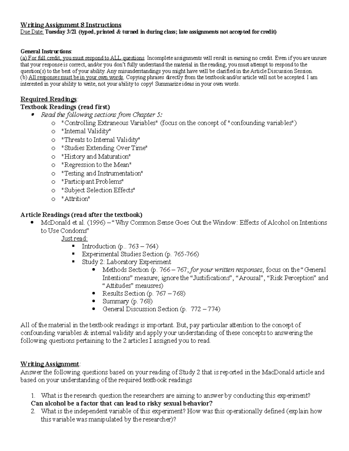 Writing Assignment 8 done - Writing Assignment 8 Instructions Due Date ...