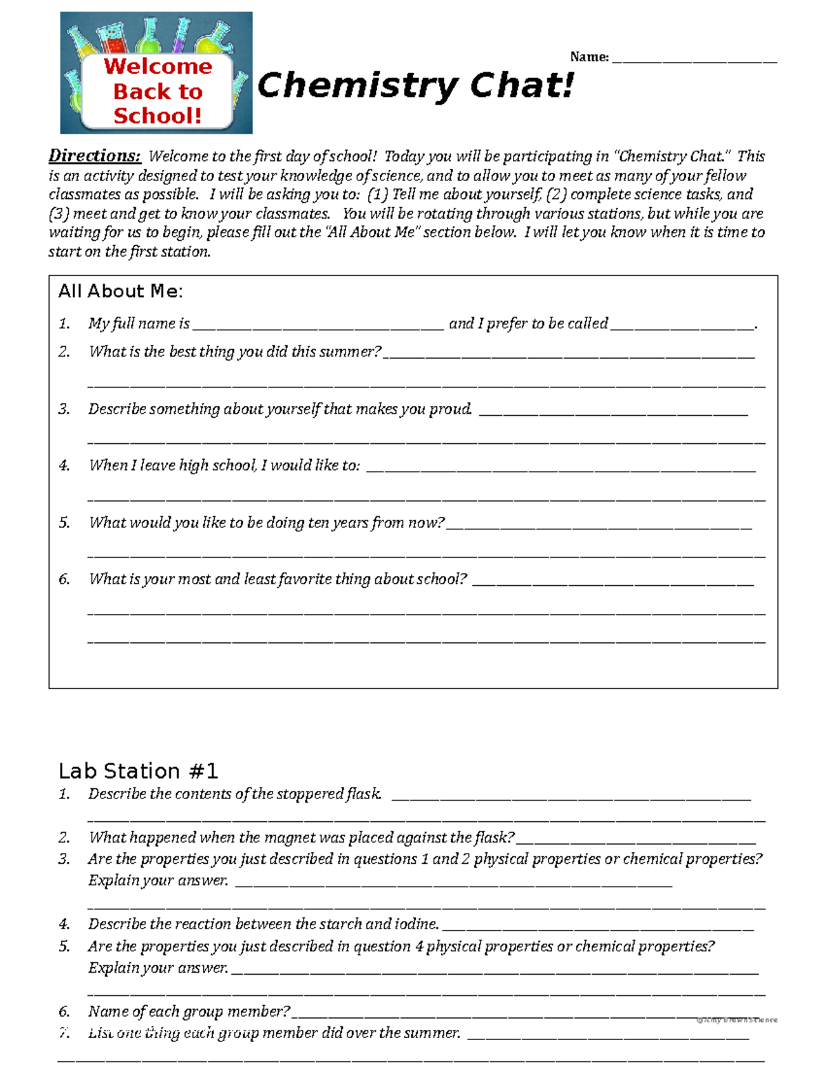 Chemistry Chat Student Handouts - Name ...