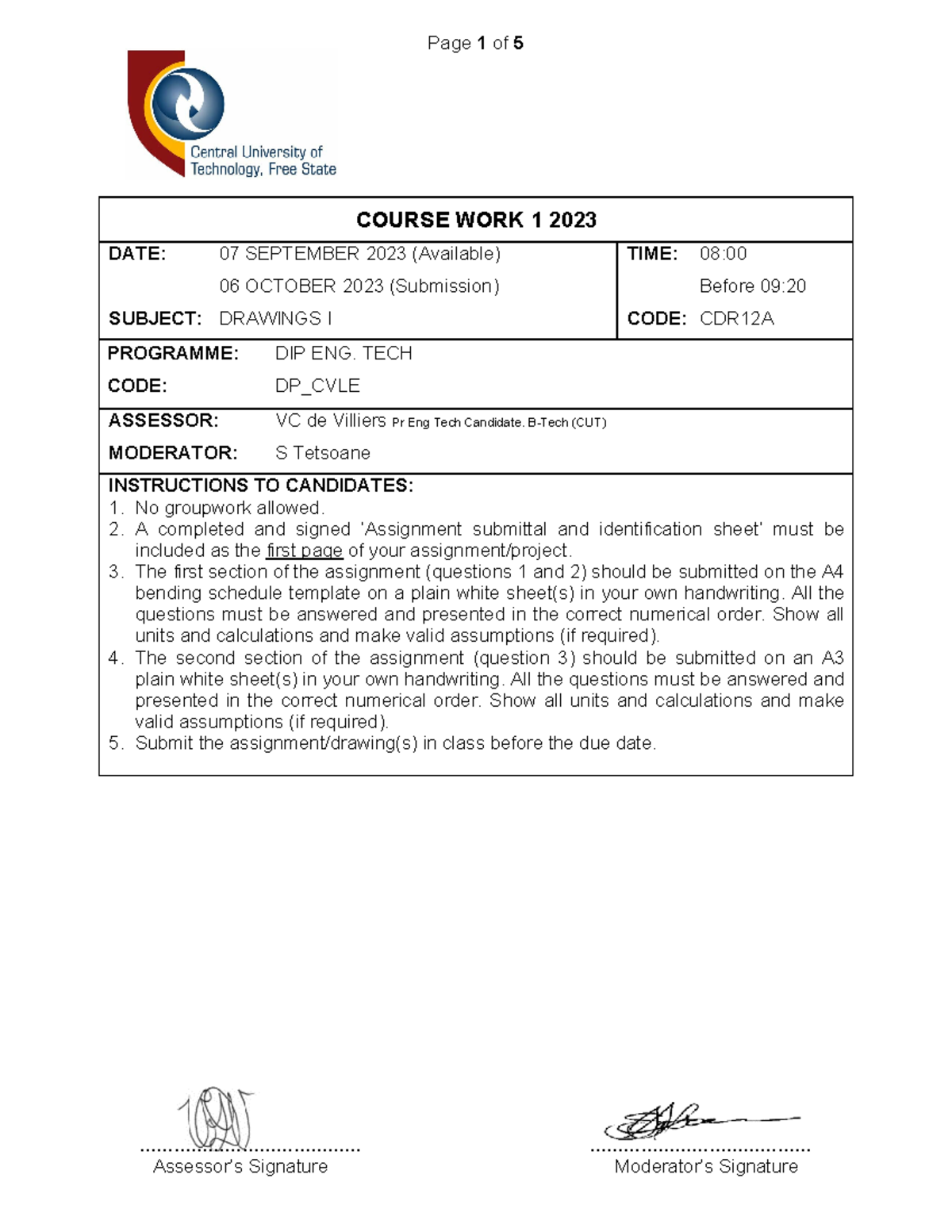 2023 CEDR12A Assign 1 Script - ....................................... - Studocu