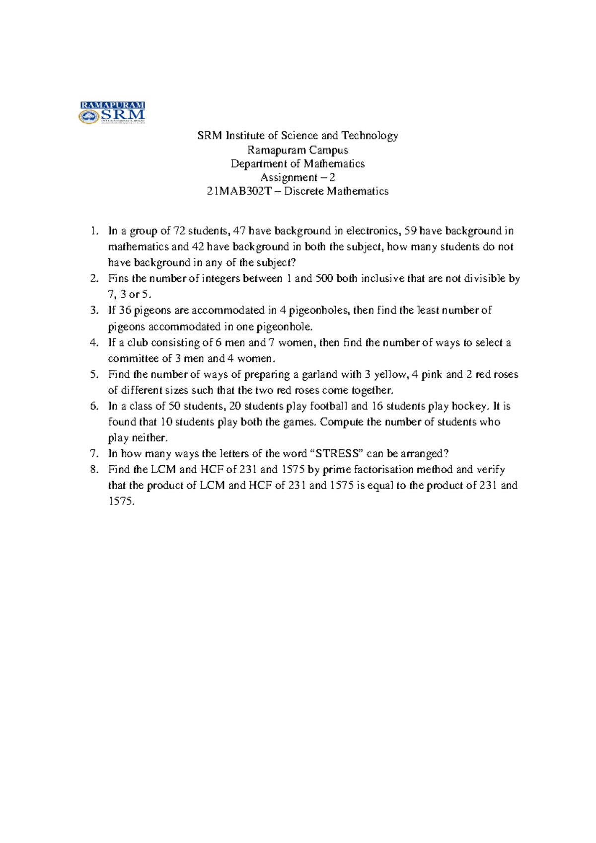 DM - Assignment 2 - Short Range Wireless Communication unit 1 - SRM ...