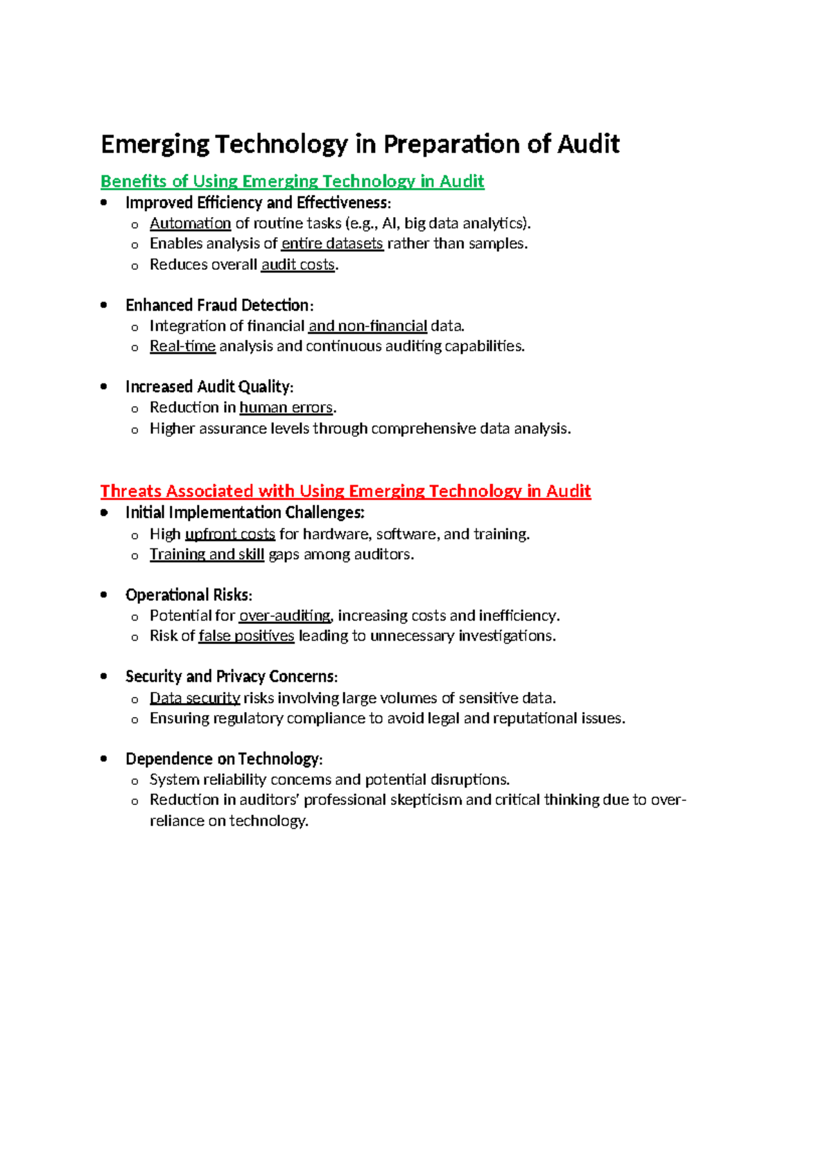 Emerging Technology in Preparation of Audit - , AI, big data analytics ...