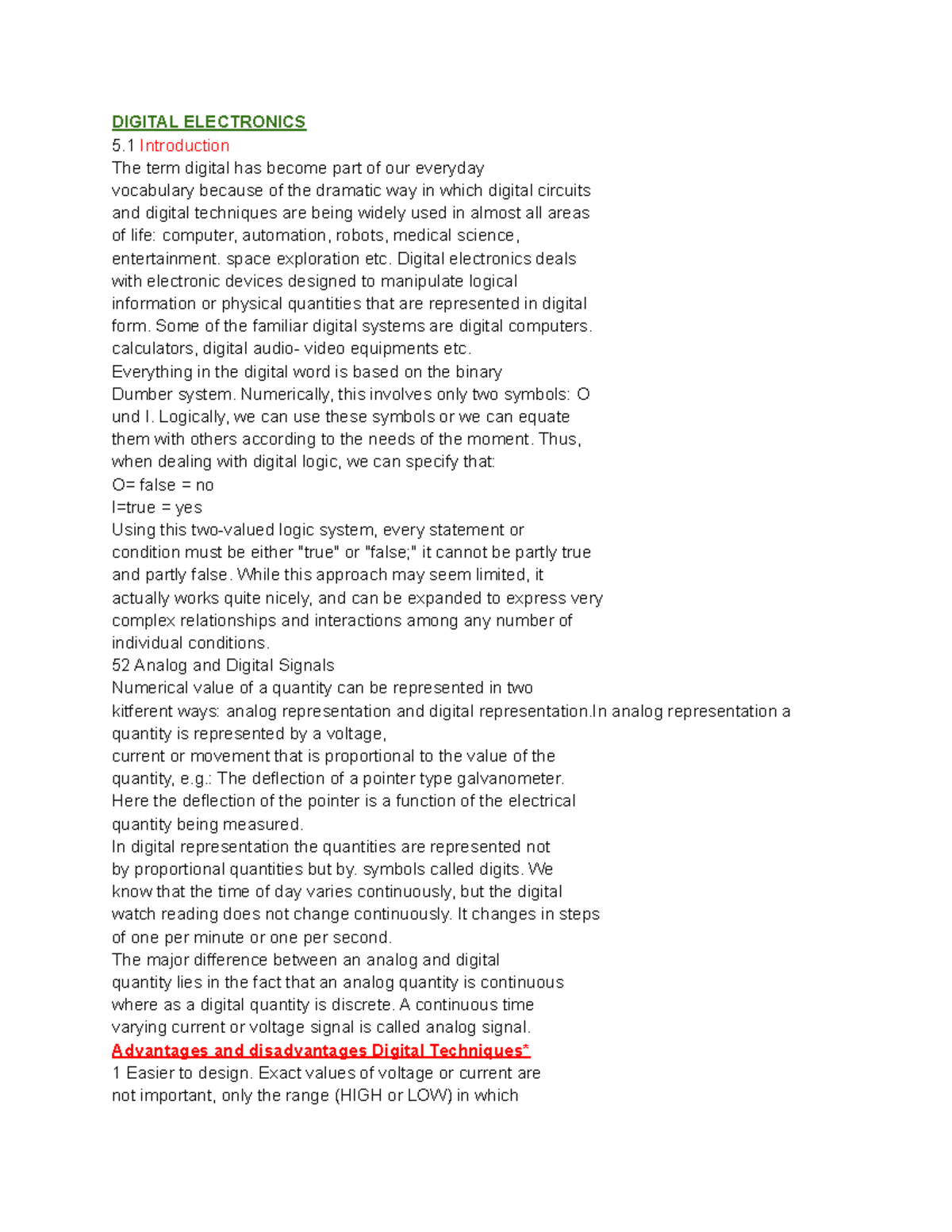 Digital electronics - Lecture notes 2 - DIGITAL ELECTRONICS 5 The term ...