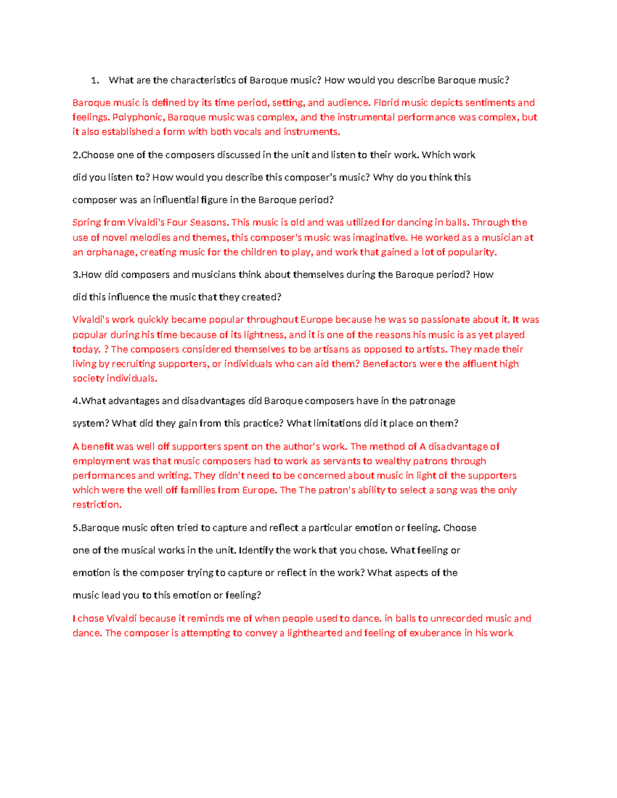 What are the characteristics of Baroque music - Florid music depicts ...