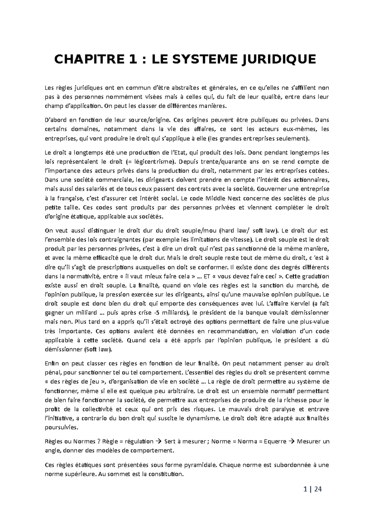 Institutions judiciaires - CHAPITRE 1 : LE SYSTEME JURIDIQUE Les règles ...