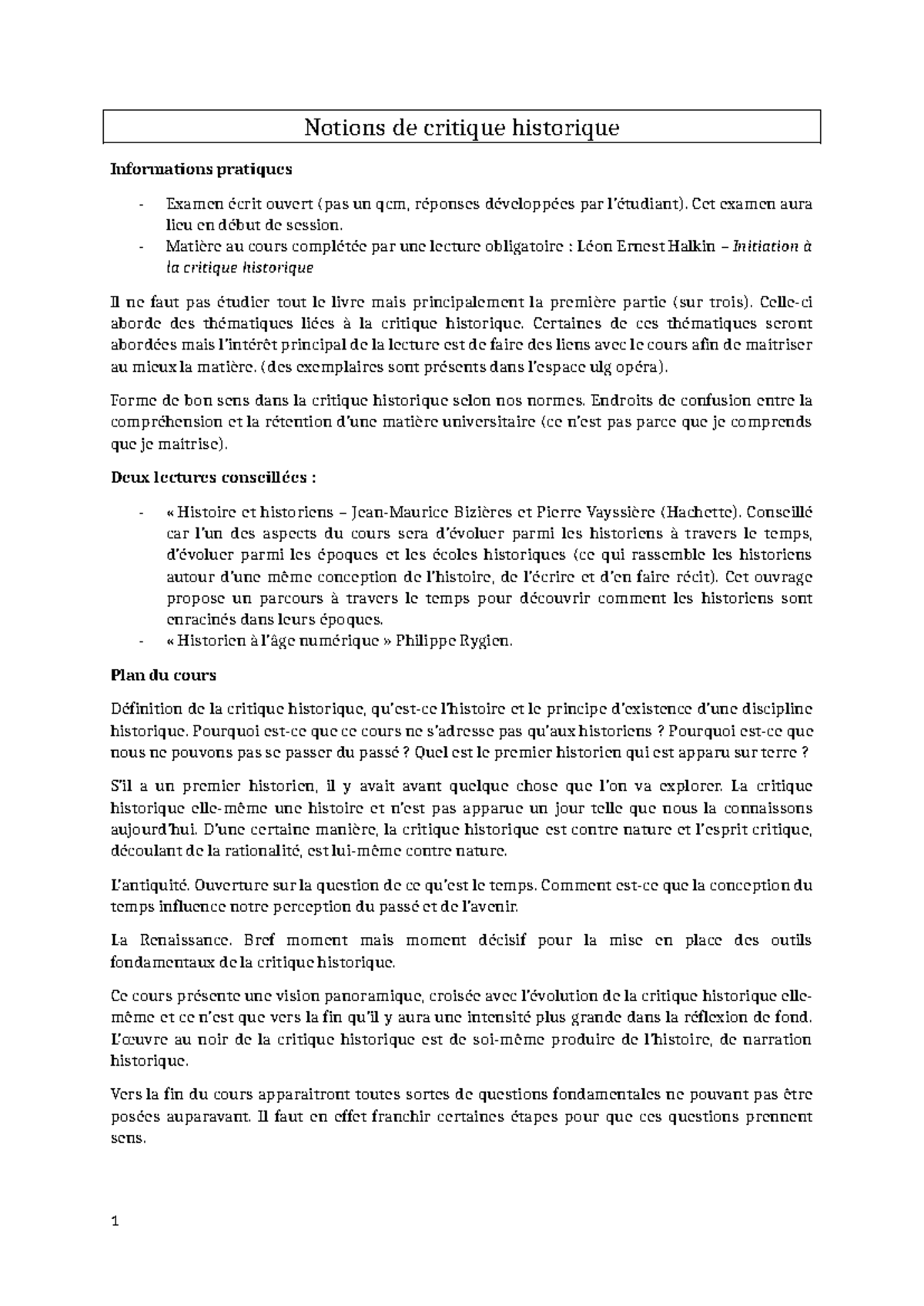 Notions de critique historique - Notions de critique historique ...