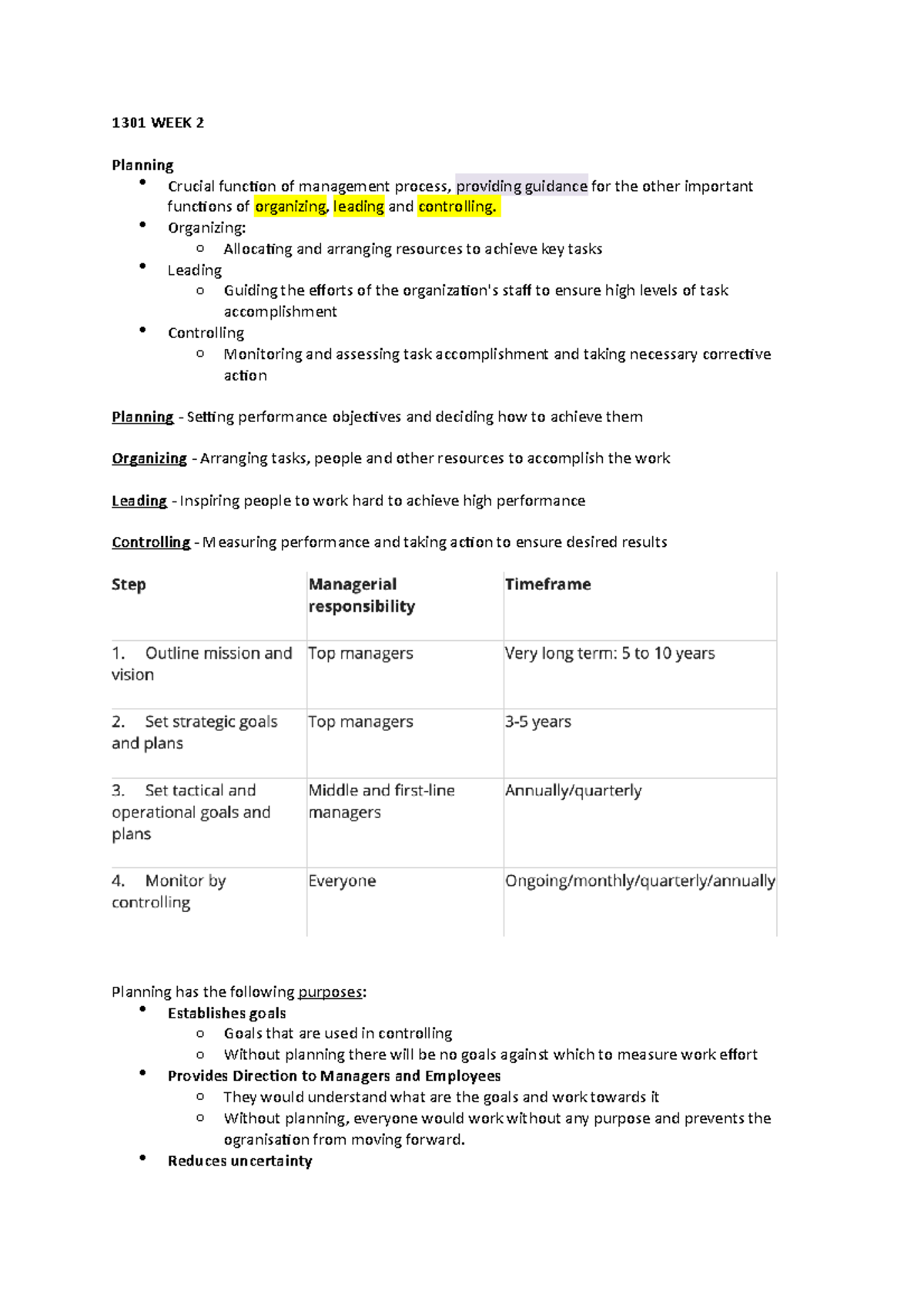 MGTS1301 WEEK 2 Introduction to management - MGTS1301 - UQ - Studocu