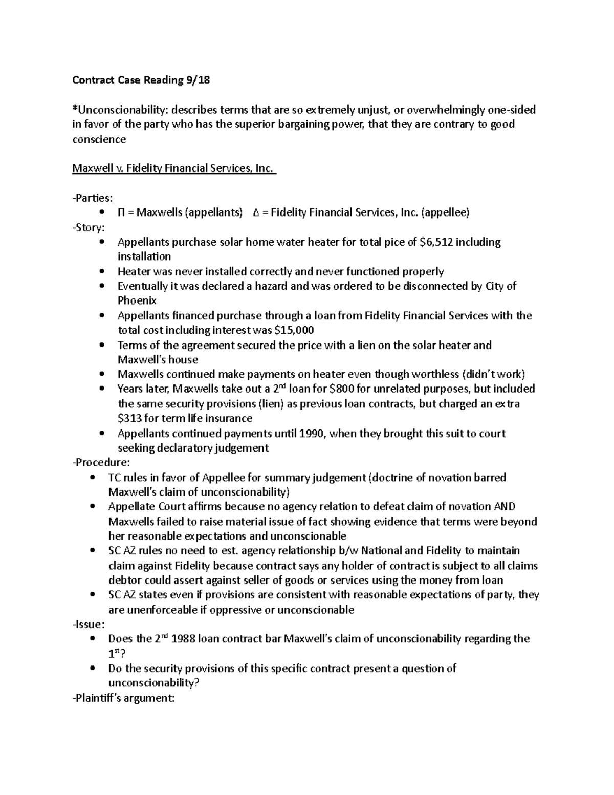Contract Case Reading 9:18 - Contract Case Reading 9 ...
